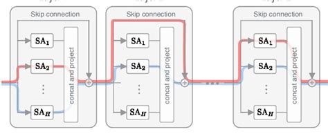 Two Paths In A Deep Self Attention Network San With H Heads And L