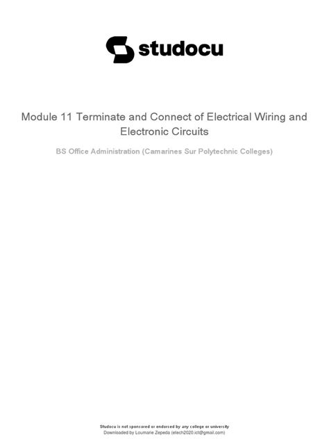 Module 11 Terminate And Connect Of Electrical Wiring And Electronic Circuits Pdf