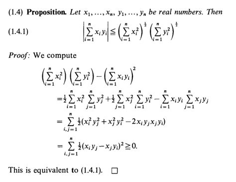 My Favourite Proof Of Cauchy Schwarz For R N P 83 Of Douglas And Bridges Constructive Analysis