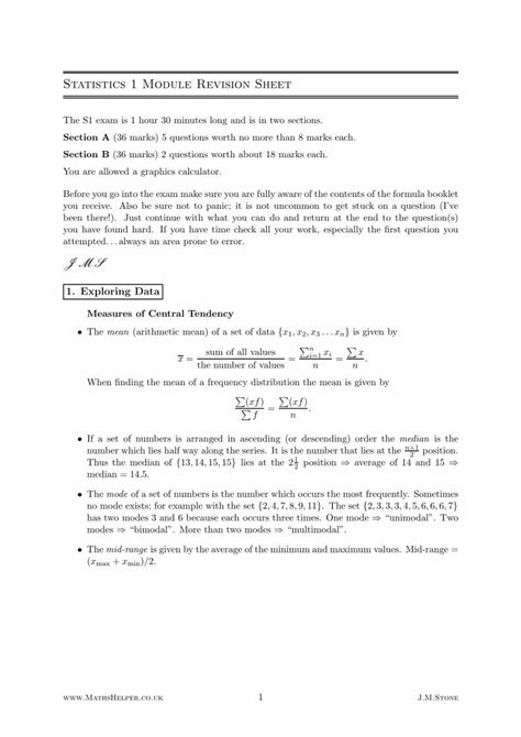 pdf statistics1 module revisionsheet physics and maths …pmt