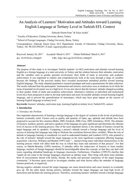(PDF) An Analysis of Learners’ Motivation and Attitudes toward Learning English Language at ...