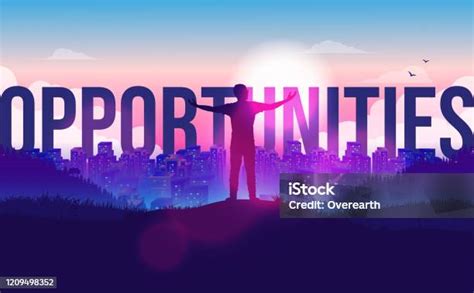 기회의 세계 두 팔을 벌려 미래를 바라보는 언덕 위에 있는 남자 높은 곳에 대한 스톡 벡터 아트 및 기타 이미지 높은 곳 영성 희망 Istock