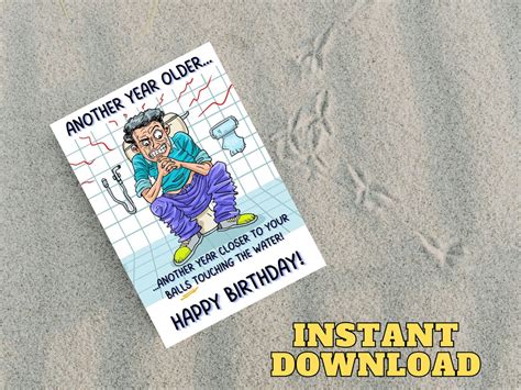 Funny Printable Birthday Card Old Man Joke Rude Birthday Card