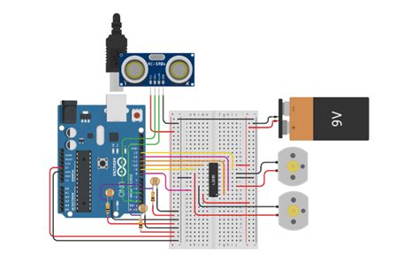 Circuit Design Line Following Robot Circuit And Code Tinkercad