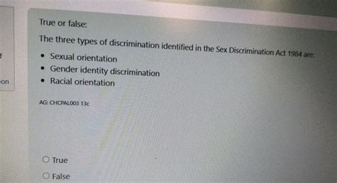 Solved True Or False The Three Types Of Discrimination