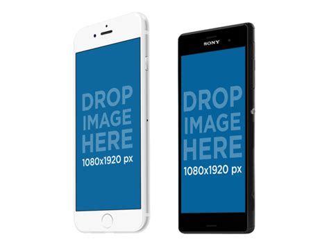 Placeit IPhone And Android Phone Set Mockup In Portrait Position