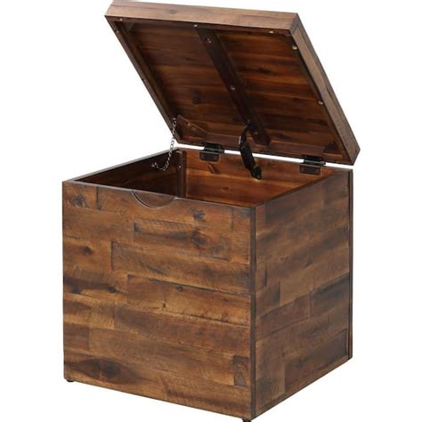 Crawford And Burke Emily 19 X 18 X 18 In Dark Brown Storage Cube Trunk