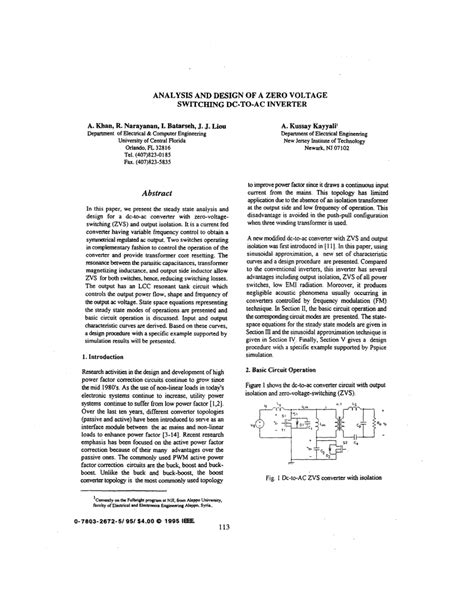 PDF Analysis And Design Of A Zero Voltage Switching DC To AC Inverter