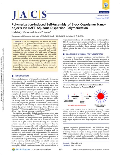 Pdf Polymerization Induced Self Assembly Of Block Copolymer Nano
