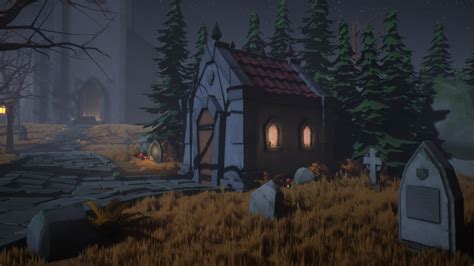 Artstation Stylized Graveyard With Church 3d Asset For Unity And