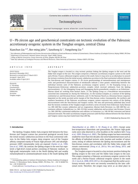 Pdf U Pb Zircon Age And Geochemical Constraints On Tectonic Evolution Of The Paleozoic