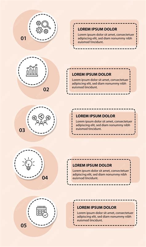 5 단계 인포그래픽 플로우 차트 디자인 템플릿 프리미엄 벡터