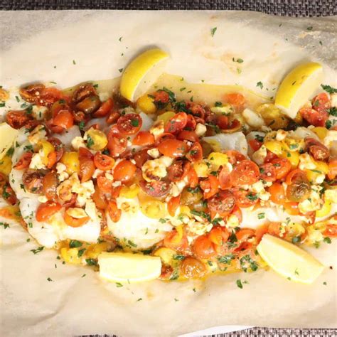 Baked Cod With Tomatoes And Feta Eat The Bite