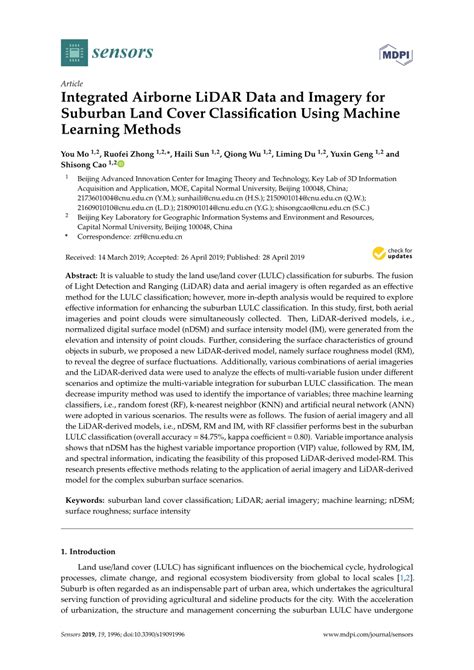 Pdf Integrated Airborne Lidar Data And Imagery For Suburban Land