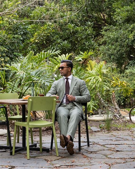 Light Green Suit With Brown Tie Hockerty