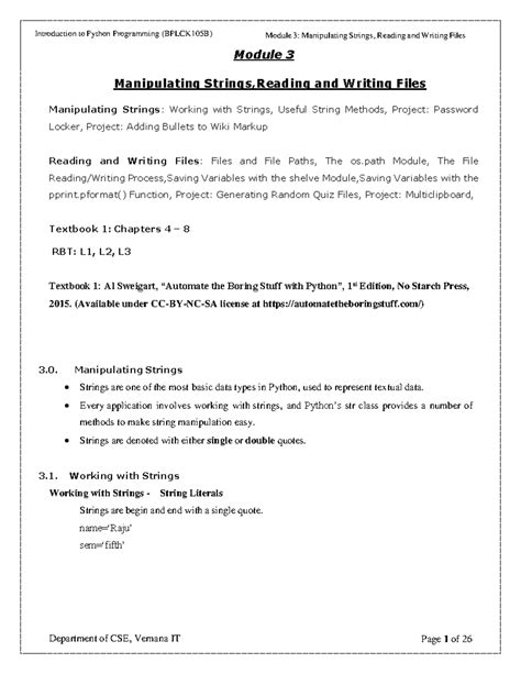 Module 3 Notes Department Of Cse Vemana It Page 1 Of 26 Module 3