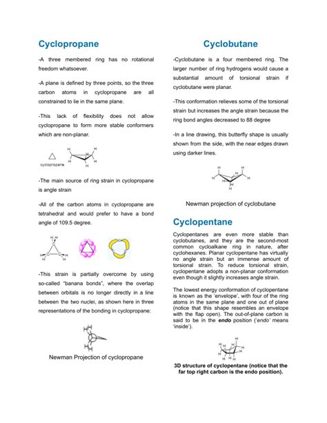 Cycloalkanes Structure Strain Conformations