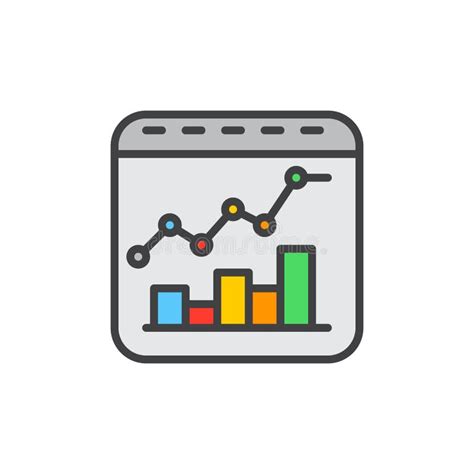 Bar And Line Combo Chart Filled Outline Icon Stock Vector