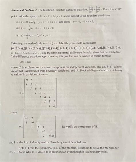 numerical problem 2 the function u satisfies