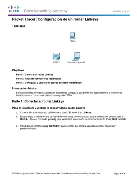 11 5 2 4 Packet Tracer Configuring A Linksys Router Torregroza Pdf