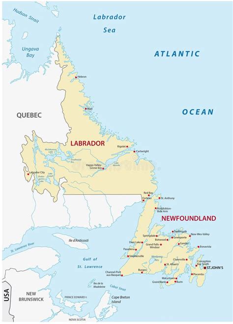 Newfoundland And Labrador Map Stock Vector Illustration Of Brunswick