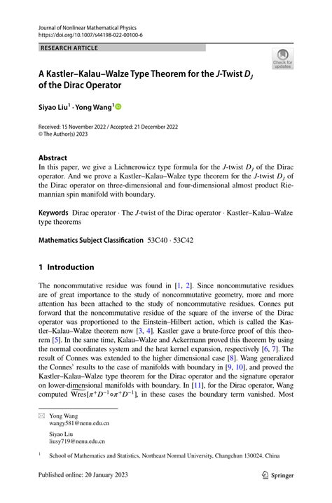 Pdf A Kastler Kalau Walze Type Theorem For The J Twist Dj Of The