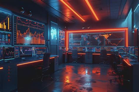 A Room Full Of Computer Screens Displaying Complex Financial Analysis And Realtime Stock Charts