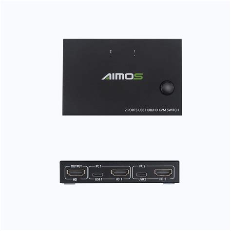 AIMOS 2 Port HD KVM Switch Switcher 4K 2K 30Hz Video Display USB Hub Splitter Keyboard Mouse USB