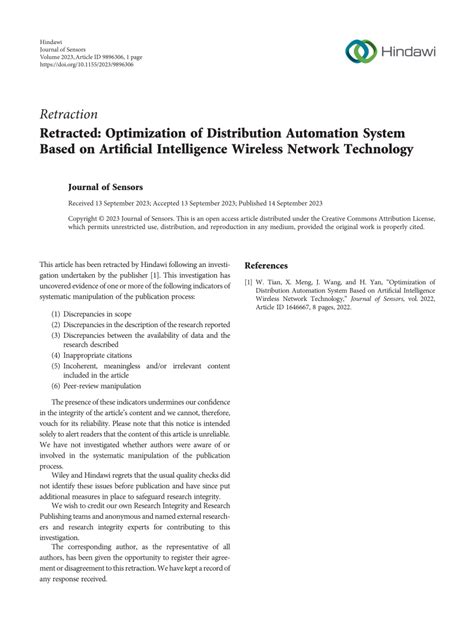 Pdf Retracted Optimization Of Distribution Automation System Based On Artificial Intelligence