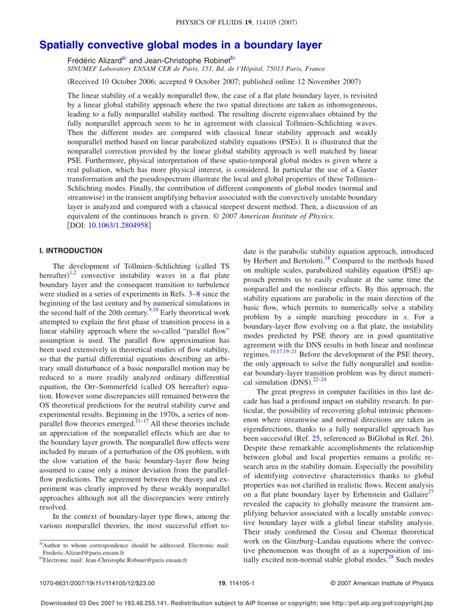 Pdf Spatially Convective Global Modes In A Boundary Layer