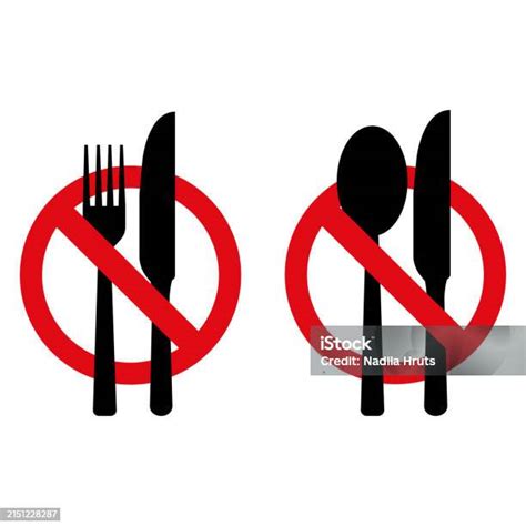아이콘을 먹지 마십시오 숟가락과 포크 금지 플랫 사인 벡터 일러스트 레이 션입니다 건강에 좋지 않은 음식에 대한 스톡 벡터 아트 및 기타 이미지 건강에 좋지 않은 음식