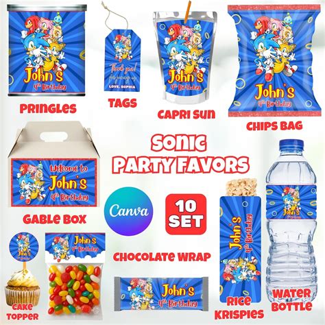 Sonic The Hedgehog Birthday Party Favors Gamer Party Sonic Printable
