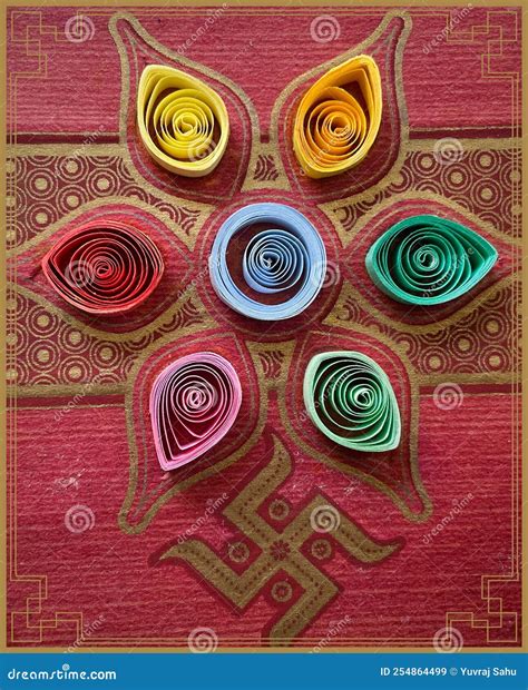 Simple Quilling Design With A Swastik Symbol Stock Image Image Of Artwork Craft 254864499