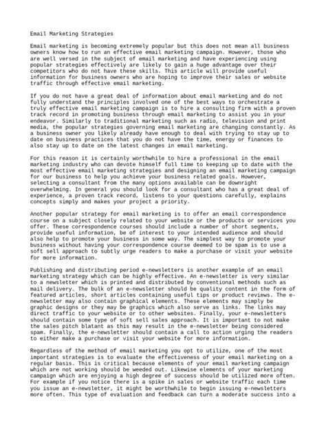 Email Marketing Strategies Pdf Marketing Email Spam