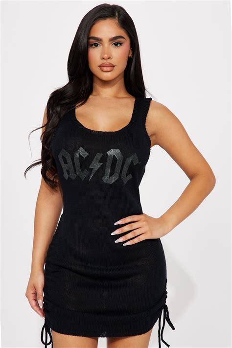 Acdc Low Back Mini Dress Black Fashion Nova