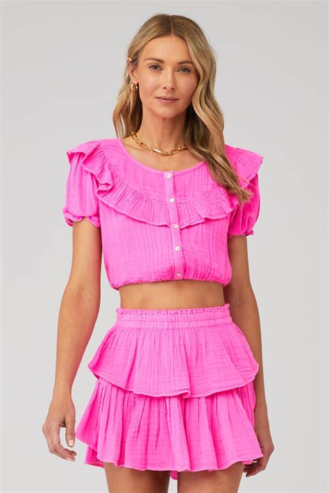 Loveshackfancy Elania Crop Top In Pink