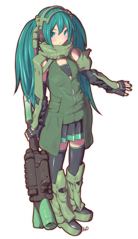 Hatsune Miku And Zaku Ii Vocaloid And 2 More Drawn By Tessakuro