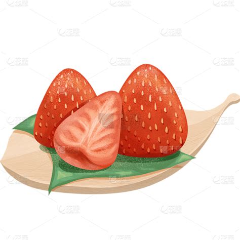 手绘草莓水果元素