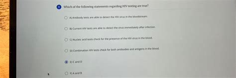 Solved Which Of The Following Statements Regarding Hiv