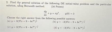 Solved 2 Find The General Solution Of The Following De