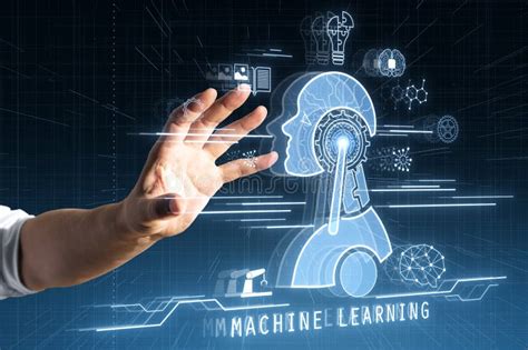 Glowing Robot Head And Icons On Dark Wallpaper Chat Gpt Machine Learning And Ai Concept 3d