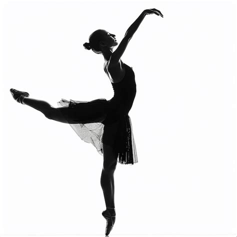 Ballet Dancer Silhouette On White Dance Graceful Performance Premium Ai Generated Image