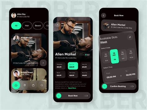 online booking app design for barbers by mqos ui ux for multiqos on