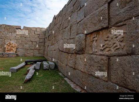 Massive Stone Walls Which Form The Fortification Of Hampi Which Was The