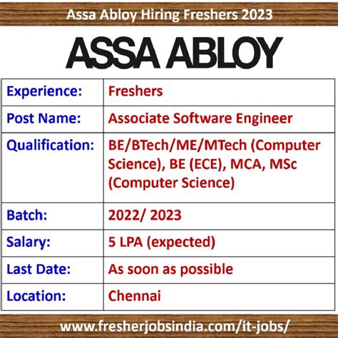 Assa Abloy Hiring Freshers 2023 Associate Software Engineer