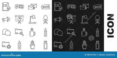 Set Line Usb Flash Drive Envelope Presentation Financial Board With
