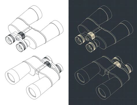 Binoculars Isometric Blueprints Vector Art At Vecteezy