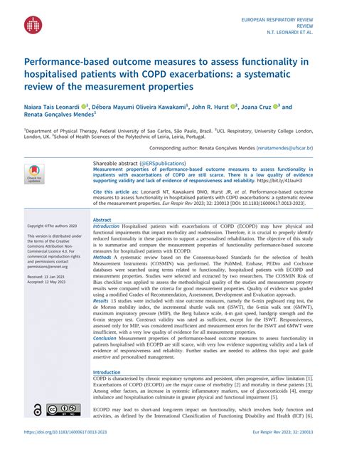 Pdf Performance Based Outcome Measures To Assess Functionality In Hospitalised Patients With