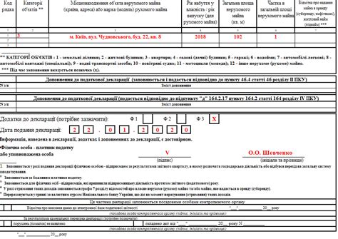 Нова форма декларації про майновий стан та доходи Приклад заповнення для отримання податкової