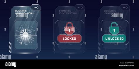 Hud Retinal Recognition Biometric Id Scan Dashboard Concept Set User Eye Verification Scanner